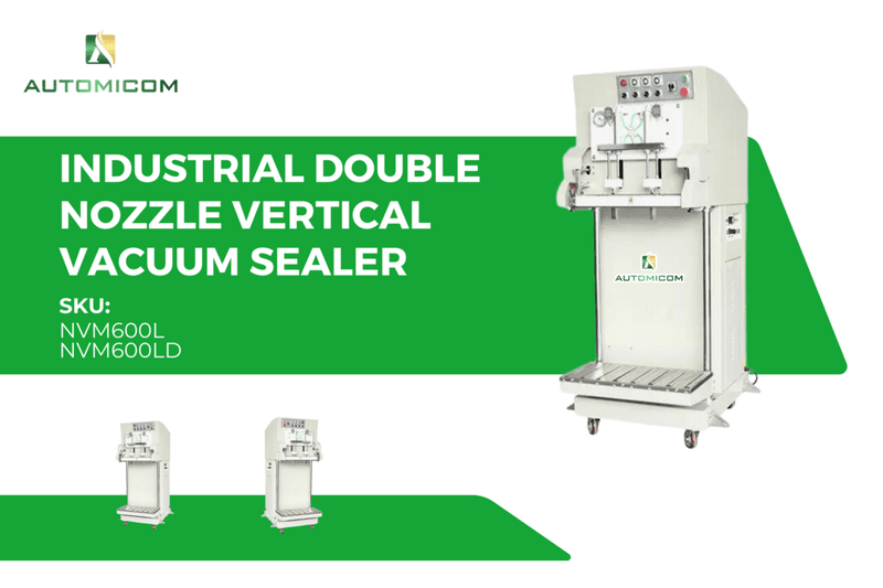 Industrial double nozzle vertical vacuum sealer - Automicom